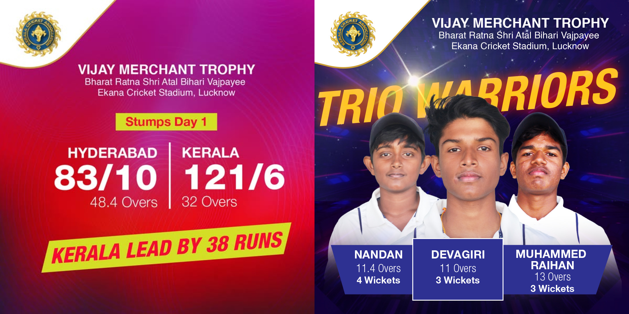 Vijay Merchant Trophy: Kerala vs Hyderabad | Kerala Cricket Association ...